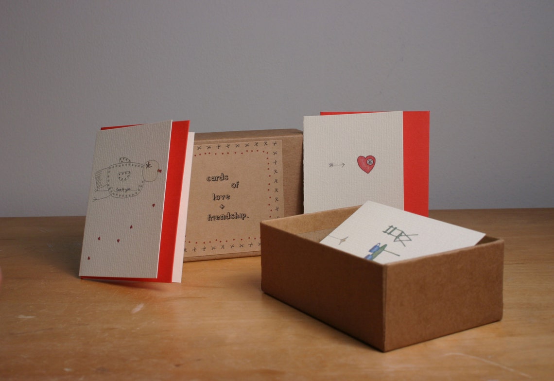 Box of 12 Tiny Cards of Love and Friendship - Etsy