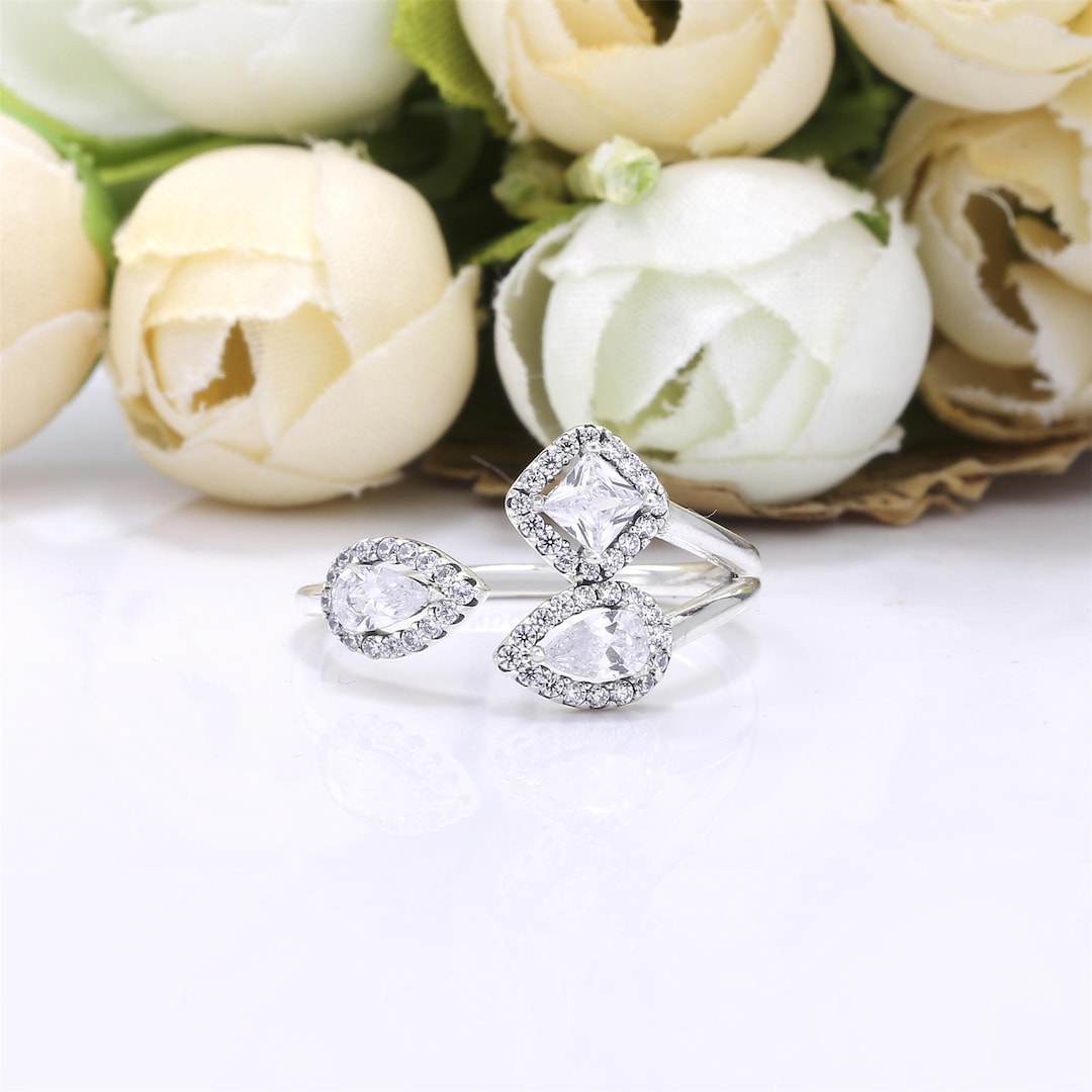 Pandora Silver Geometric Shapes Ring - Etsy
