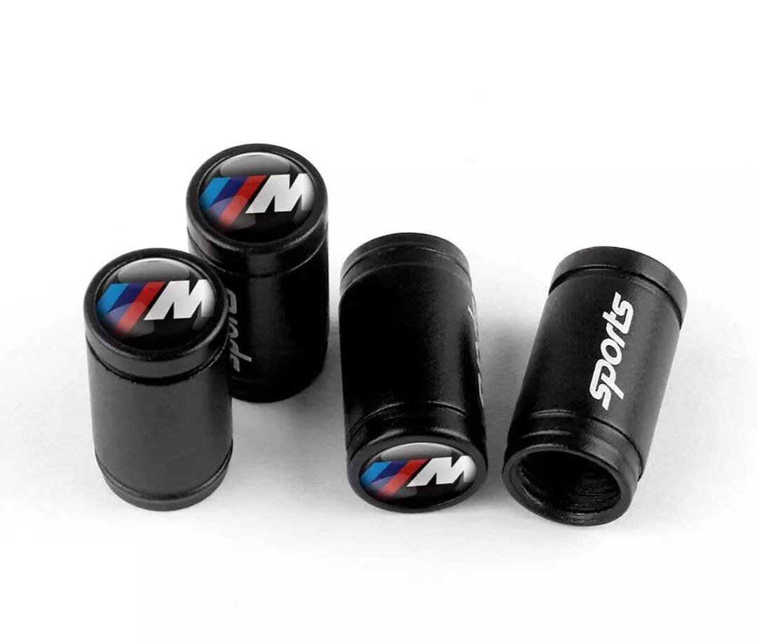 4 X BMW M/// SPORTS Black Tech Tyre Wheel Valve Dust Caps Motorsport ...