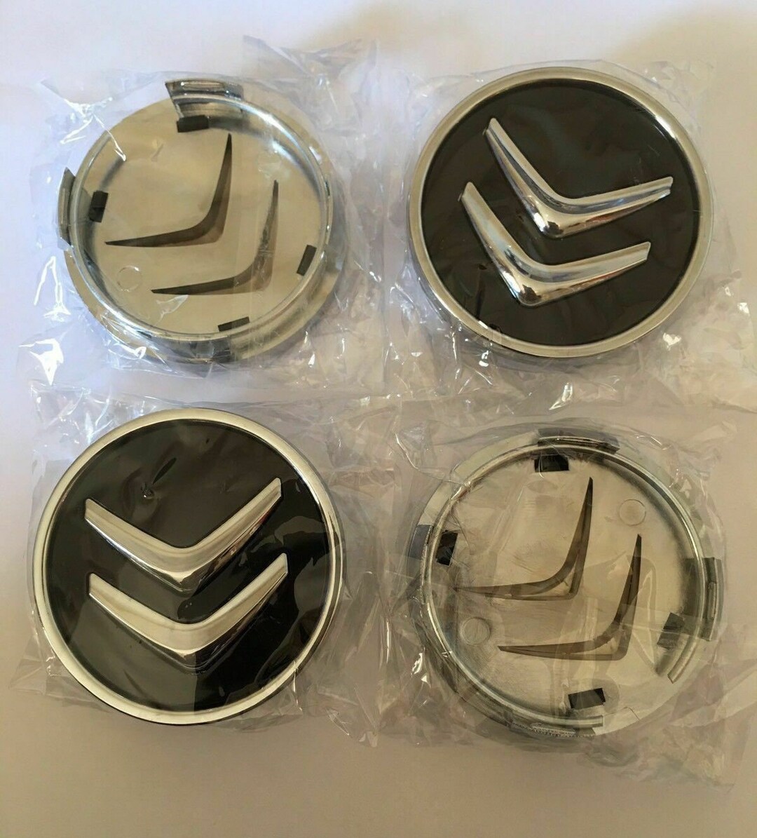 4 X Citroen Alloy Wheel Centre Hub Cap in Black Chrome C1 C3 C4 DS3 ...