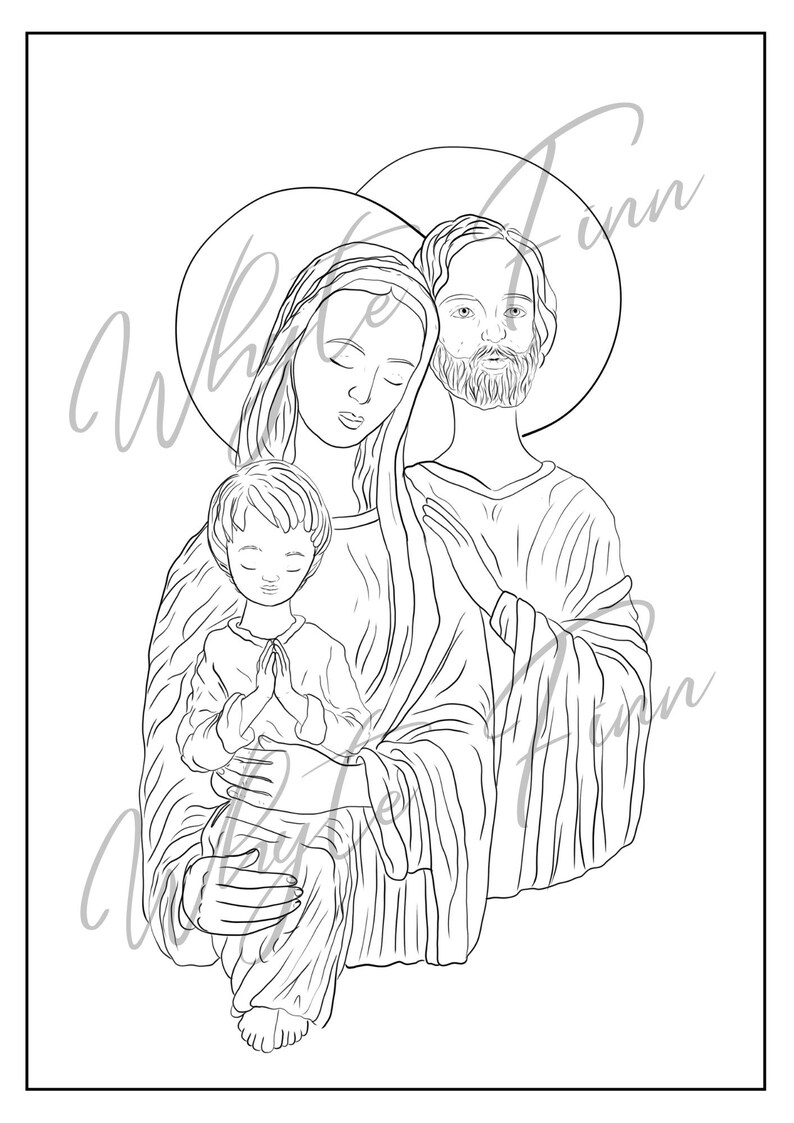 The Holy Family Catholic Coloring Page Printable Christian Coloring ...