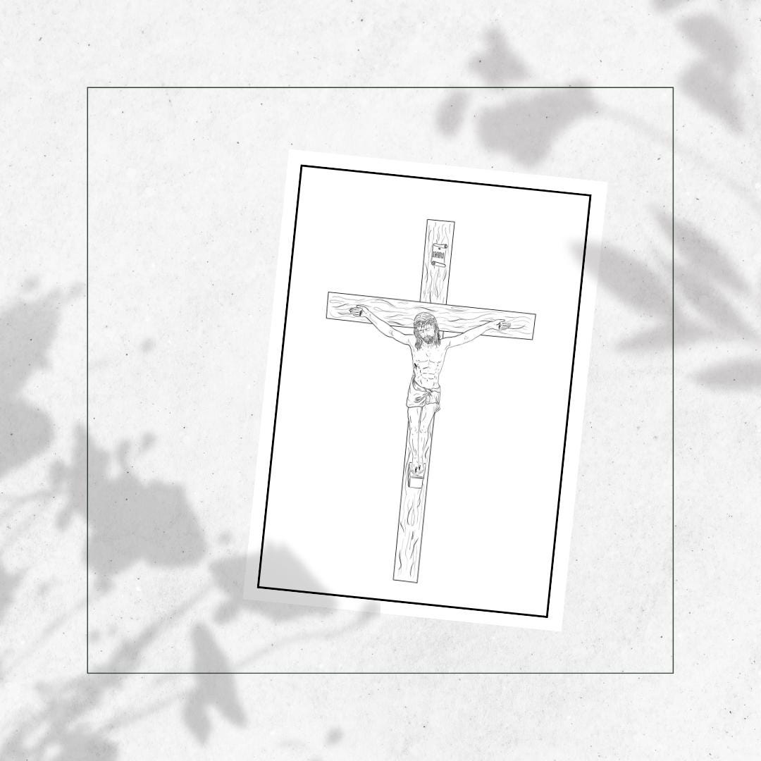Jesus on Crucifix | Catholic Coloring Page | Printable Christian ...