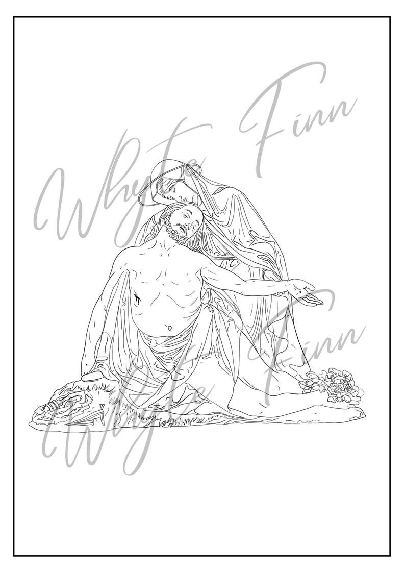 Pieta | Catholic Coloring Page | Printable Christian Coloring Book ...