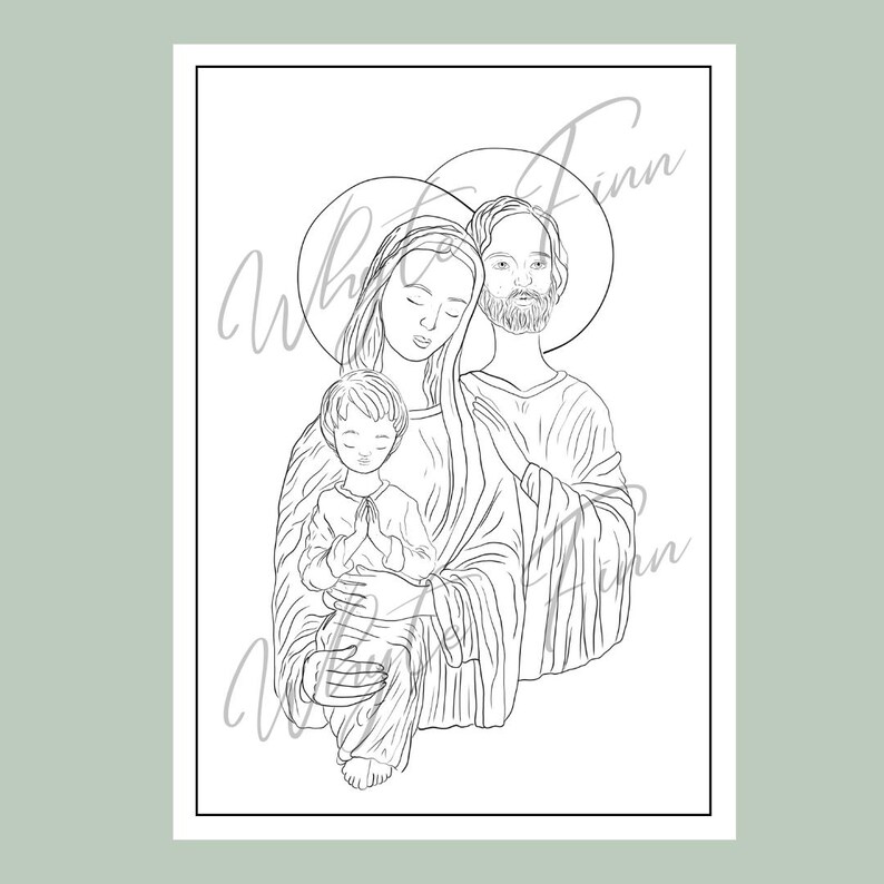 The Holy Family Catholic Coloring Page Printable Christian Coloring ...
