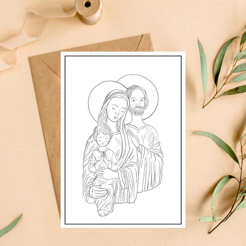 The Holy Family Catholic Coloring Page Printable Christian Coloring ...