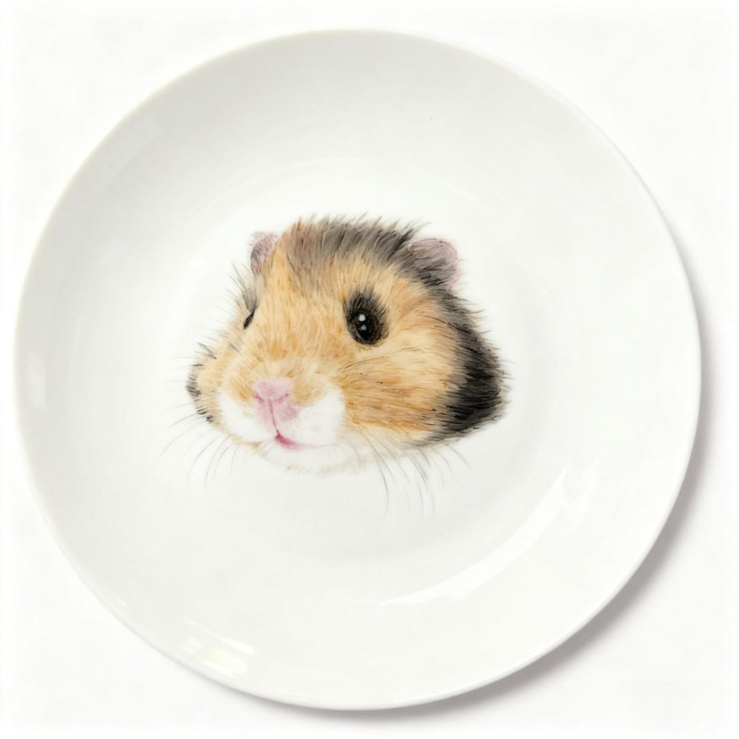 Hand Painted Small Pet Portrait Plate, Custom Hamster Memorial Gift ...
