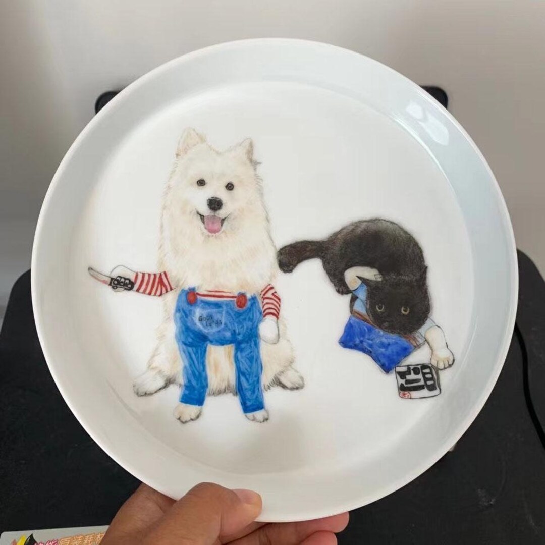 Custom Hand-painted Pet Plate - Personalized Portrait Dish - Unique Pet ...
