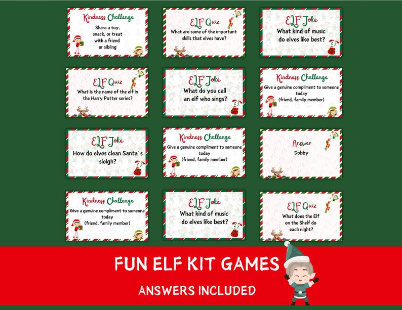25 Printable Elf Games Perfect for the Holidays, Elf Jokes, Elf ...