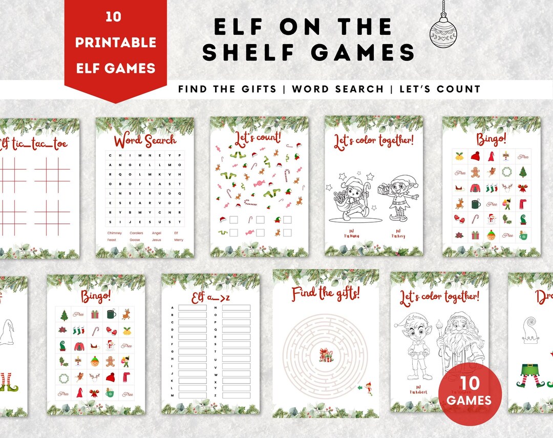 Funny Christmas Elf Games Bundle | 25 Printable Elf on the Shelf Game ...