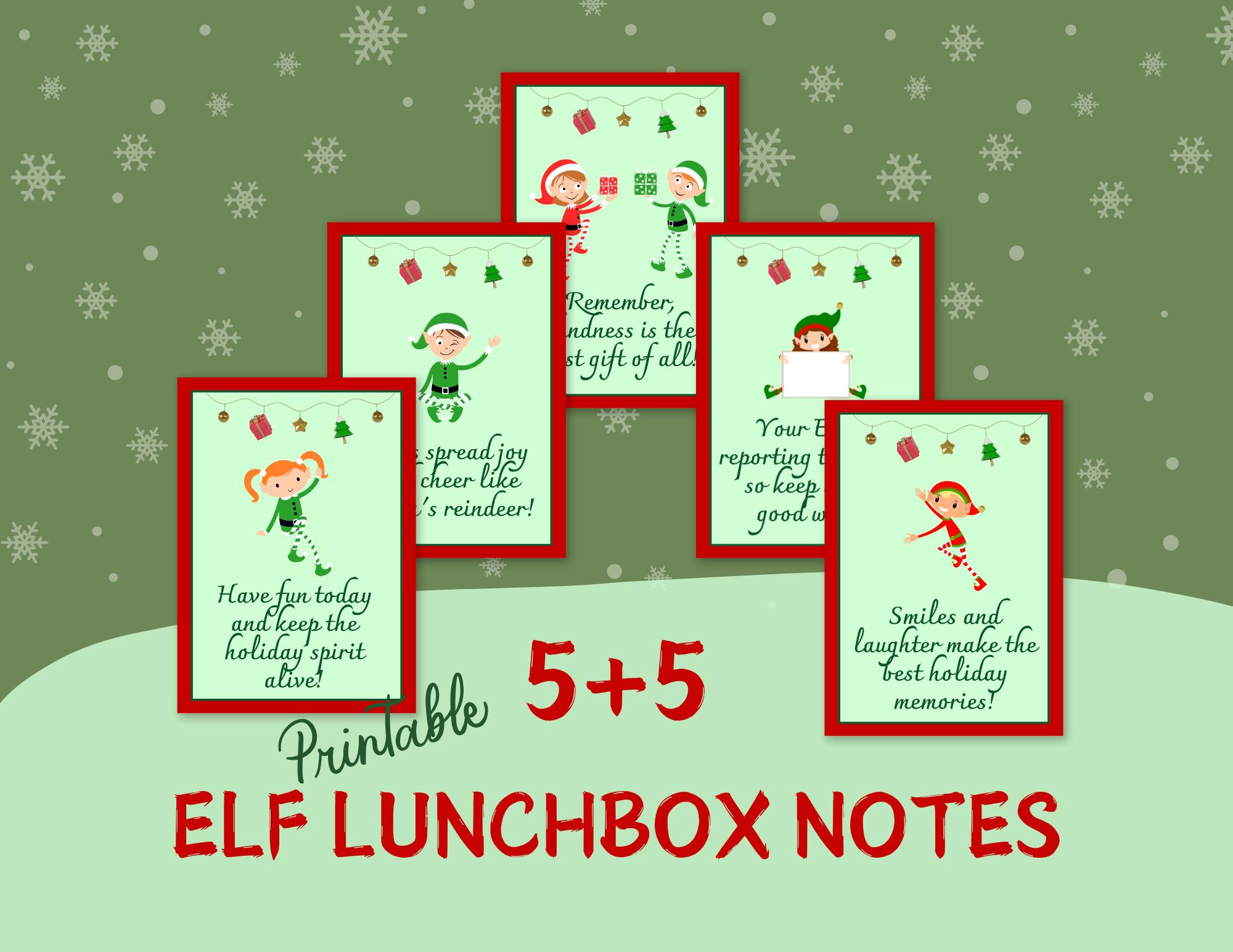 Printable Christmas Elf Lunchbox Notes for Kids | Fun Notes From Elf ...