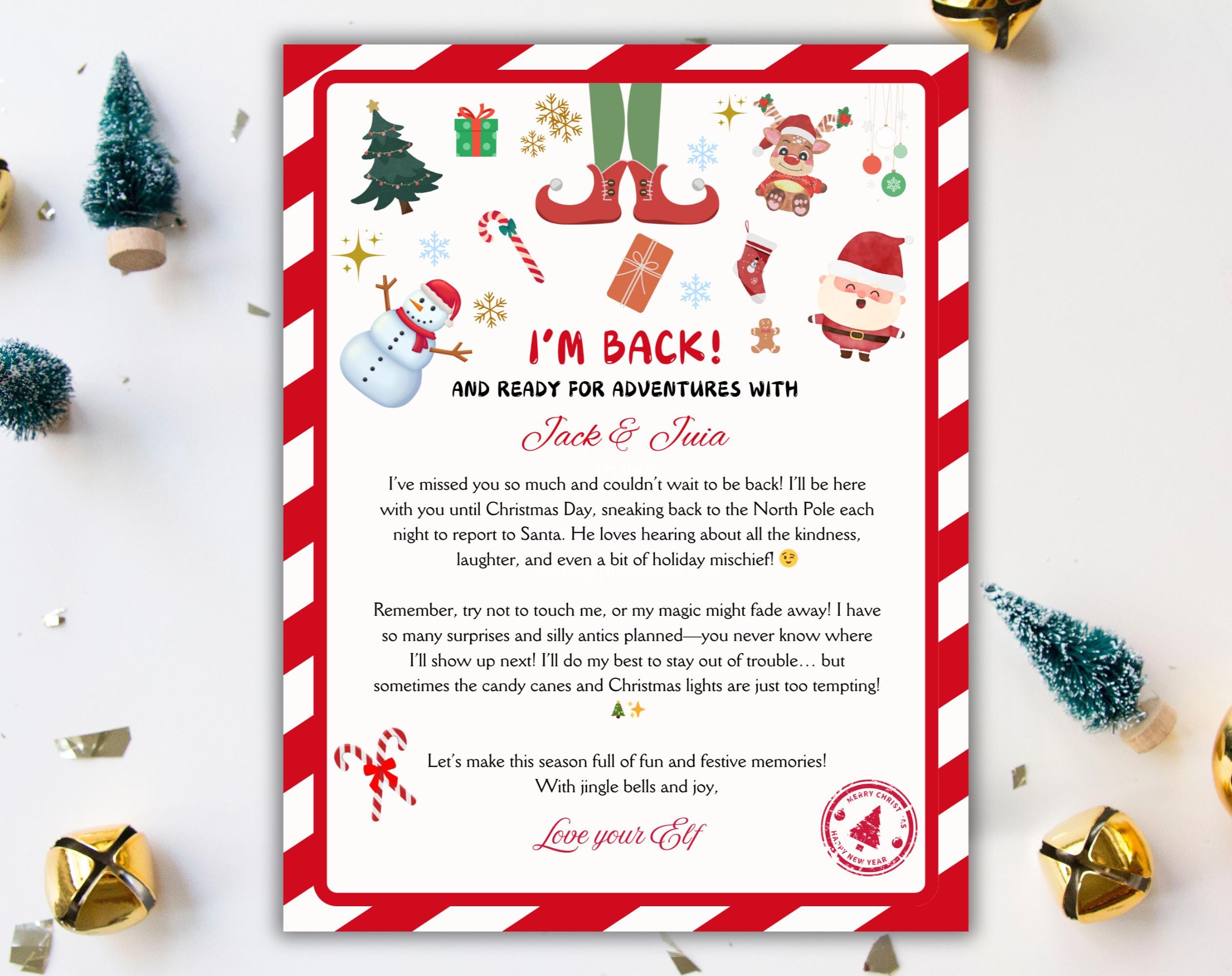 Editable Elf Arrival Letter Return Letter Christmas Elf I'm Back Elf ...
