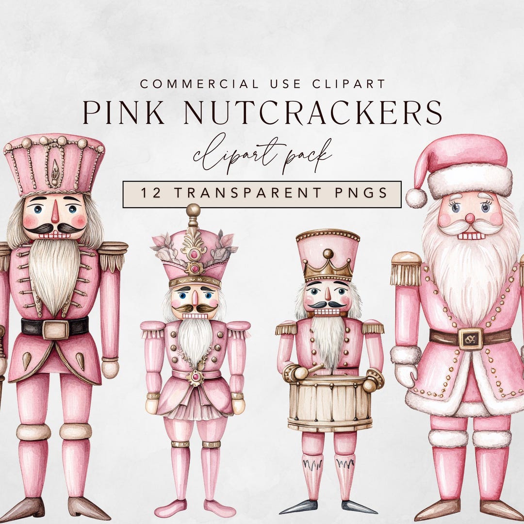 Pink Nutcracker Clipart in Pastel Watercolor, Digital Download Png for ...