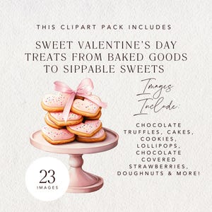 Valentine Treats Clipart, Watercolor Dessert + Valentines Day Sweet ...
