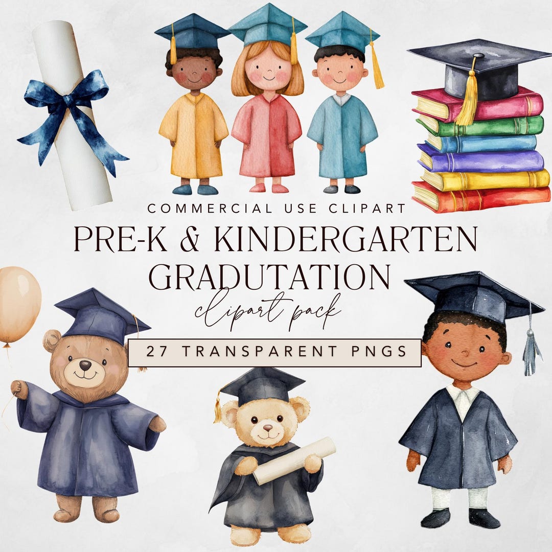 Preschool Graduation Clipart, Cute Grad Kids, Diploma, Teddy Bear (PNG ...