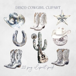 Disco Cowgirl Clipart, Watercolor Western Disco Ball Png for Cowgirl ...