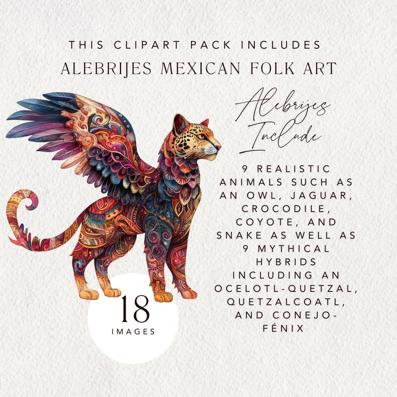 Alebrijes Clipart, Spirit Guide Animals in Mexican Folk Art, Dia De Los ...