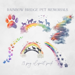 Rainbow Bridge Clipart for Pet Memorial and Sympathy, Pet Care, and ...