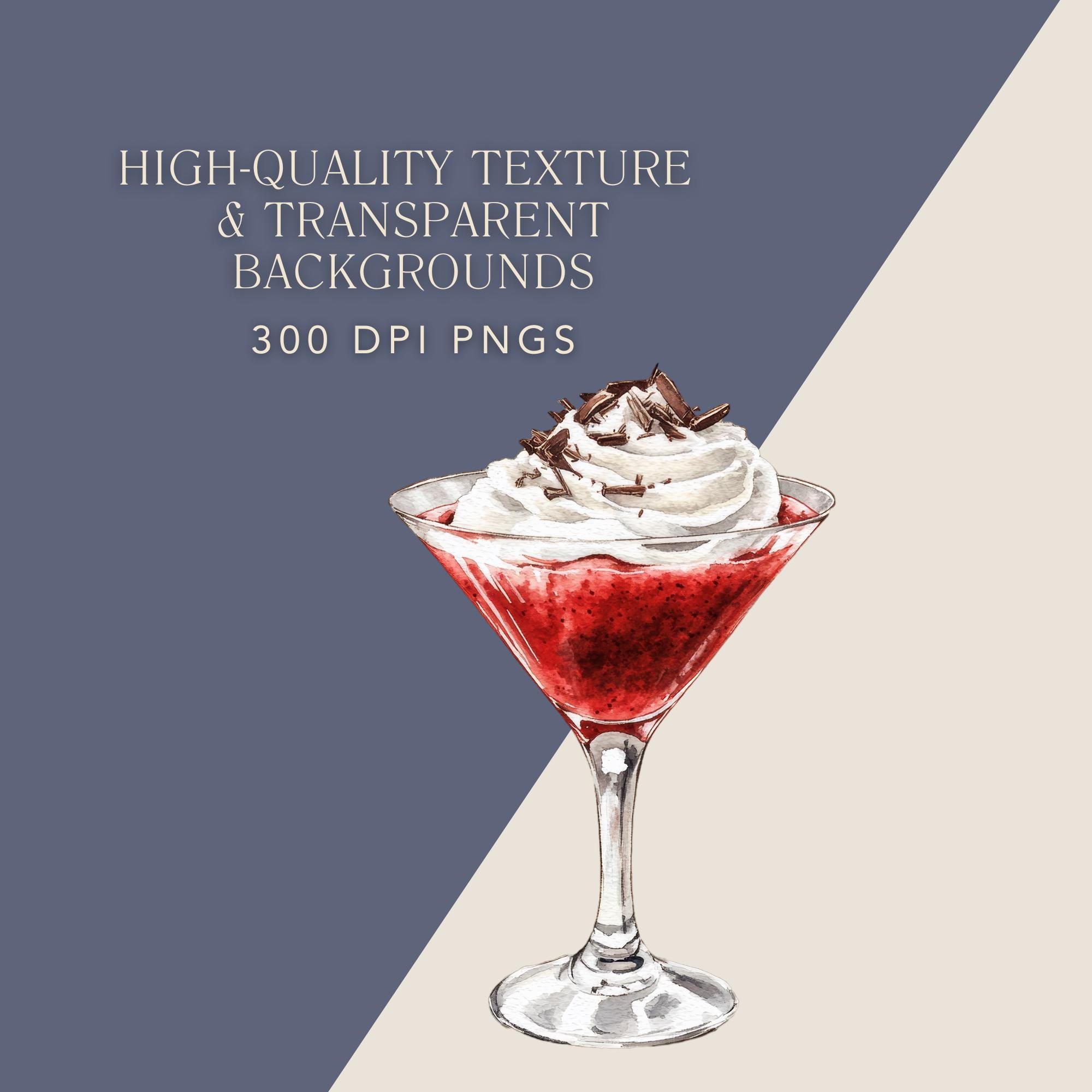 Valentines Cocktail Clipart, Watercolor Drinks W/ Pink Cocktails for ...