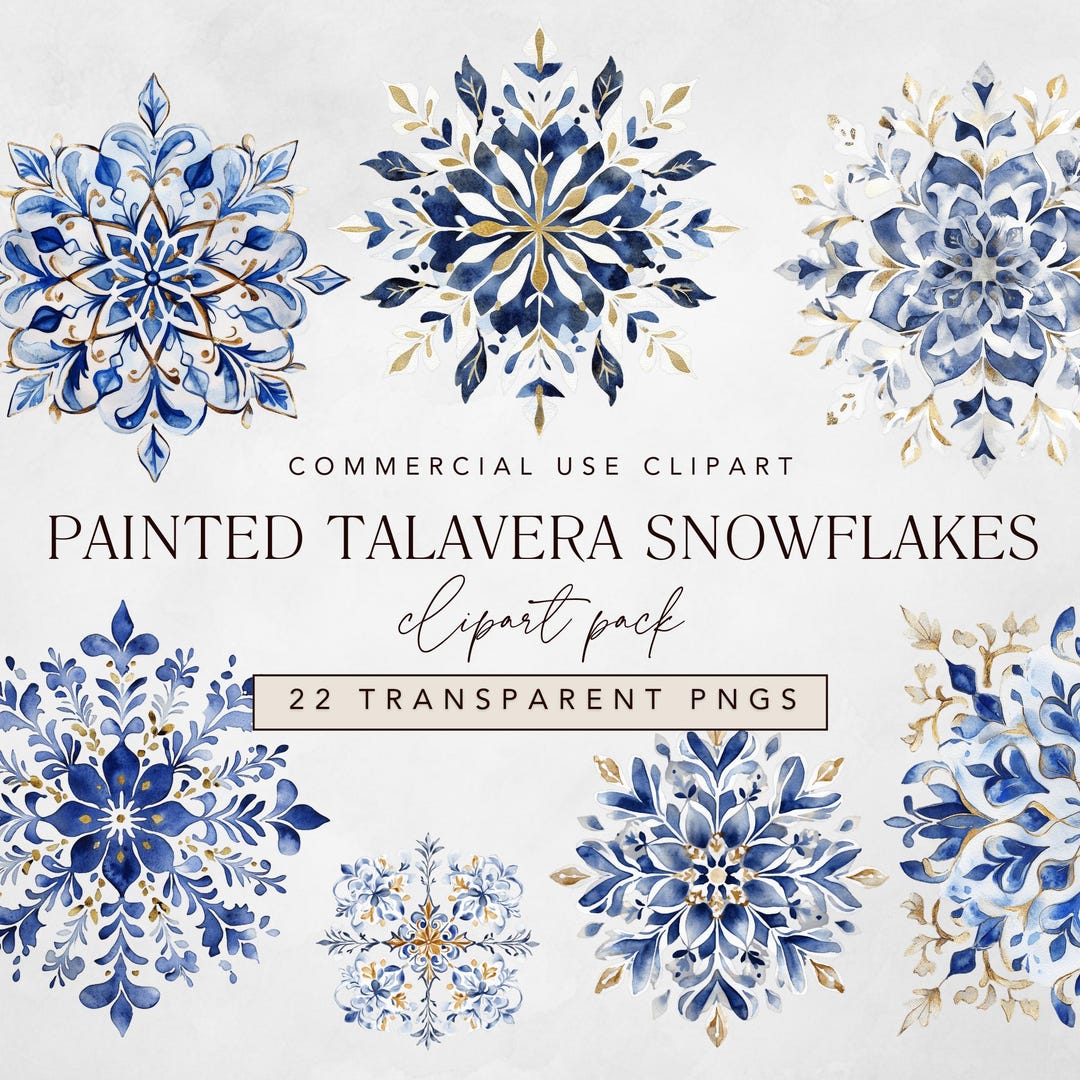 Blue Snowflake Clipart, Commercial Use Snowflake Watercolor Clip Art ...
