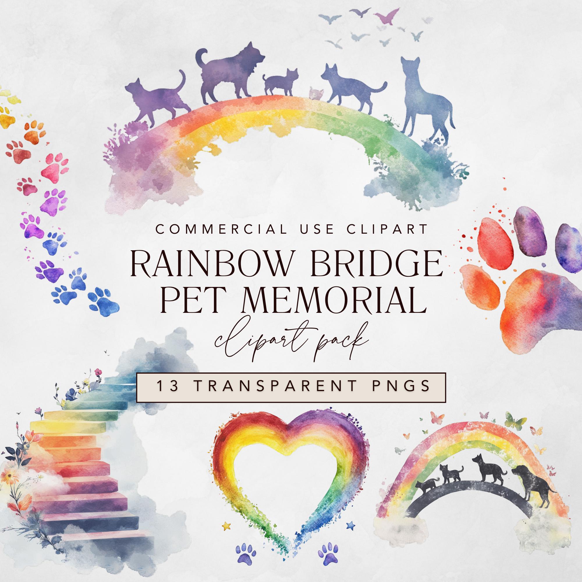Rainbow Bridge Clipart for Pet Memorial and Sympathy, Pet Care, and ...
