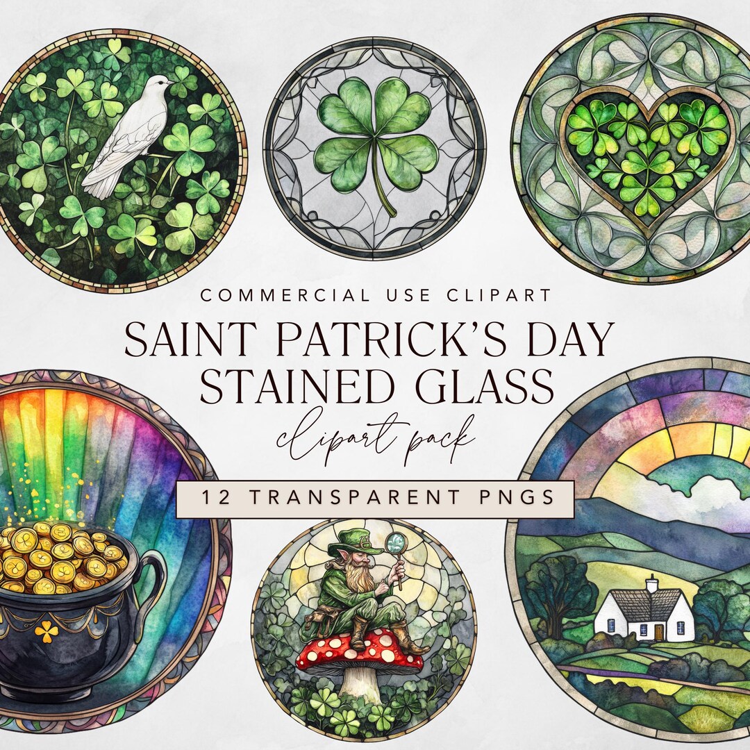 St. Patricks Day Watercolor Clipart, Png Pack With Shamrock and Four ...