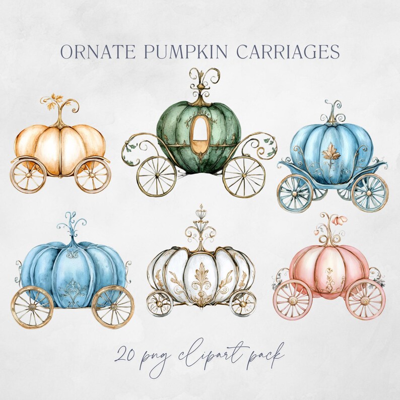 Pumpkin Carriage Clipart, Fairytale Princess Party and Cinderella Fairy ...