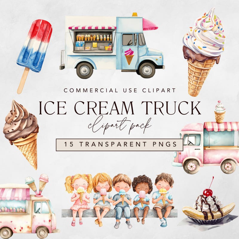 Ice Cream Truck Clipart - Etsy
