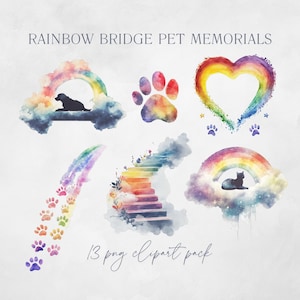 Rainbow Bridge Clipart for Pet Memorial and Sympathy, Pet Care, and ...