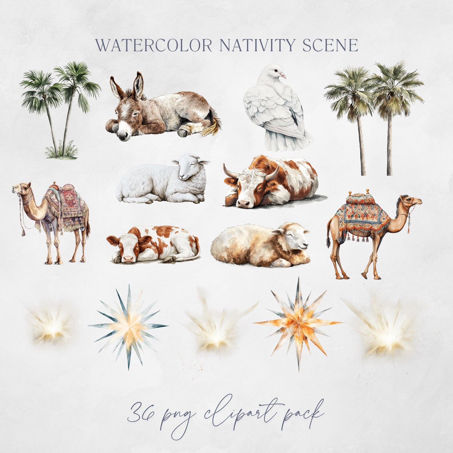 Nativity Scene Watercolor Clipart, Commercial Use Nativity Scene Png ...