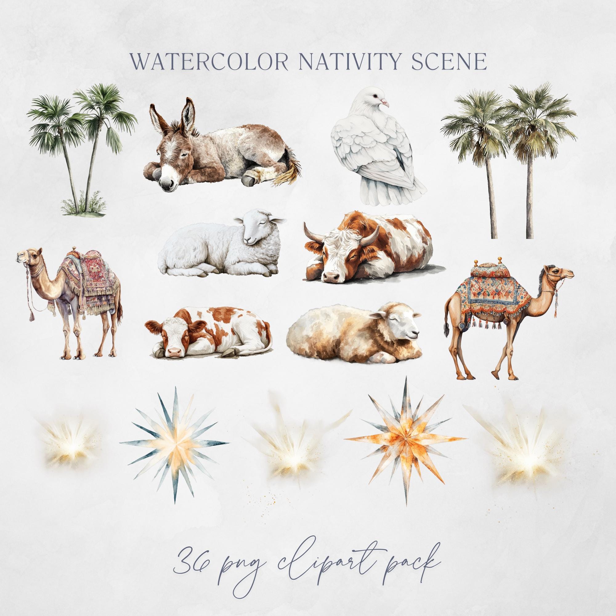 Nativity Scene Watercolor Clipart, Commercial Use Nativity Scene Png ...