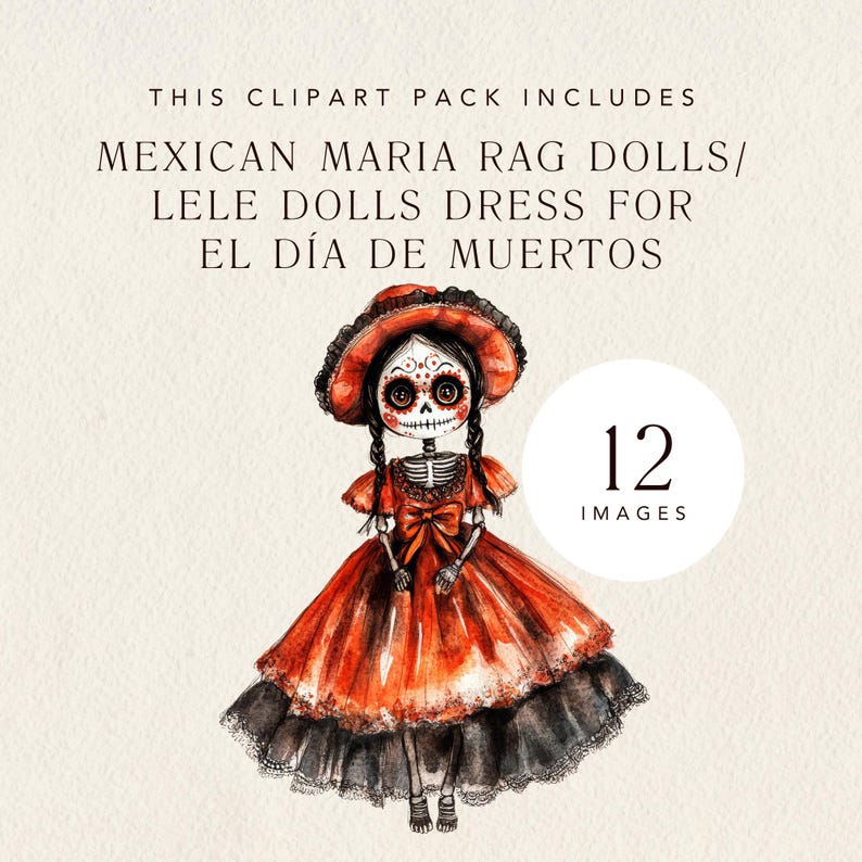 Dia De Los Muertos Rag Doll Clipart Bundle, Halloween Png, Day of the ...