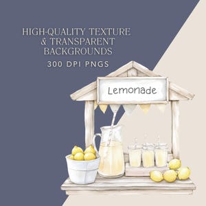 Lemonade Stand Clipart, Watercolor Fruit + Citrus Clip Art, Summer ...