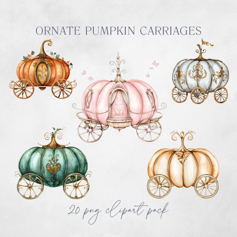 Pumpkin Carriage Clipart, Fairytale Princess Party and Cinderella Fairy ...