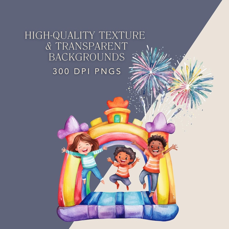Bounce House Clipart, Watercolor Bouncy House Png for Summer ...