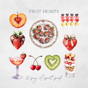 Valentine Fruit Heart Clipart W/ Chocolate Strawberries, Strawberry Bow ...