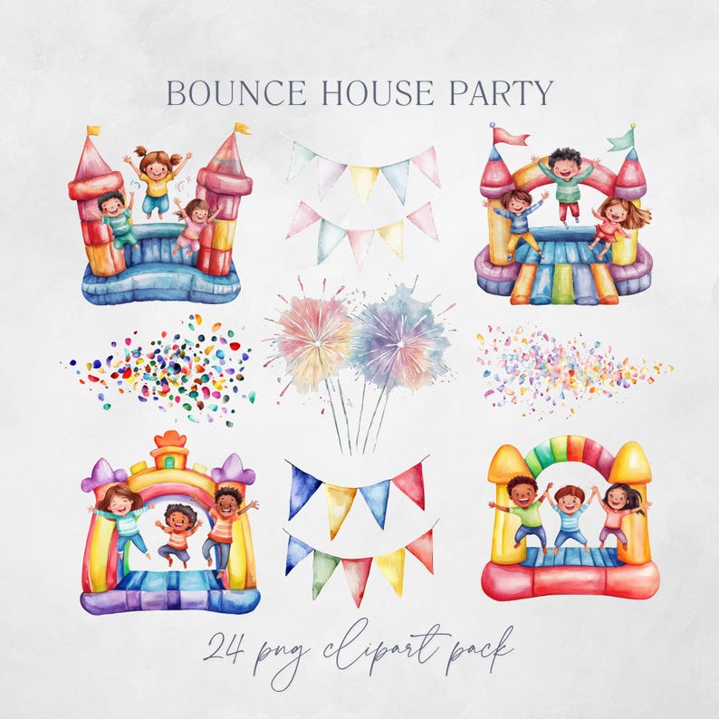 Bounce House Clipart, Watercolor Bouncy House Png for Summer ...