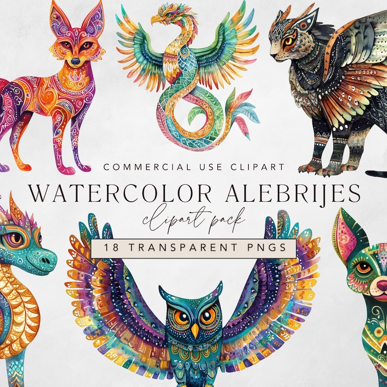 Alebrijes Clipart, Spirit Guide Animals in Mexican Folk Art, Dia De Los ...