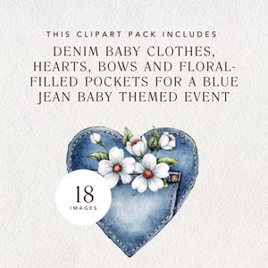 Blue Jean Baby Watercolor Clipart With Denim Jacket and Jeans ...