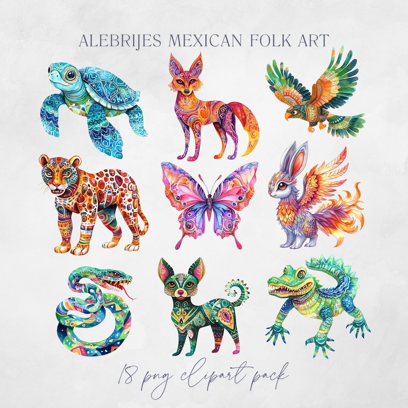Alebrijes Clipart, Spirit Guide Animals in Mexican Folk Art, Dia De Los ...