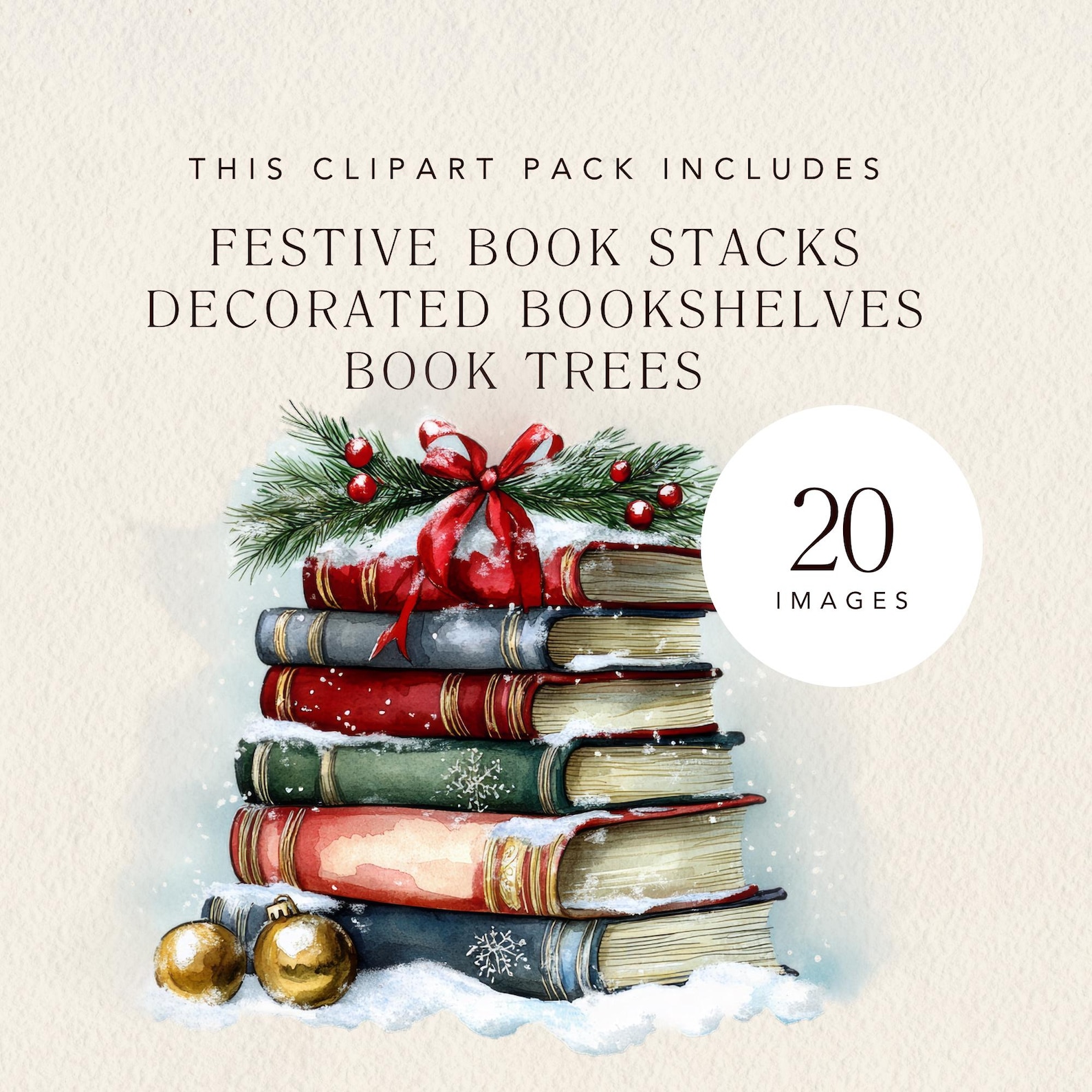 Christmas Book Stack Clipart, Transparent Png Festive Clipart of Watercolor Christmas Books ...