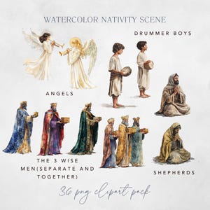 Nativity Scene Watercolor Clipart, Commercial Use Nativity Scene Png ...