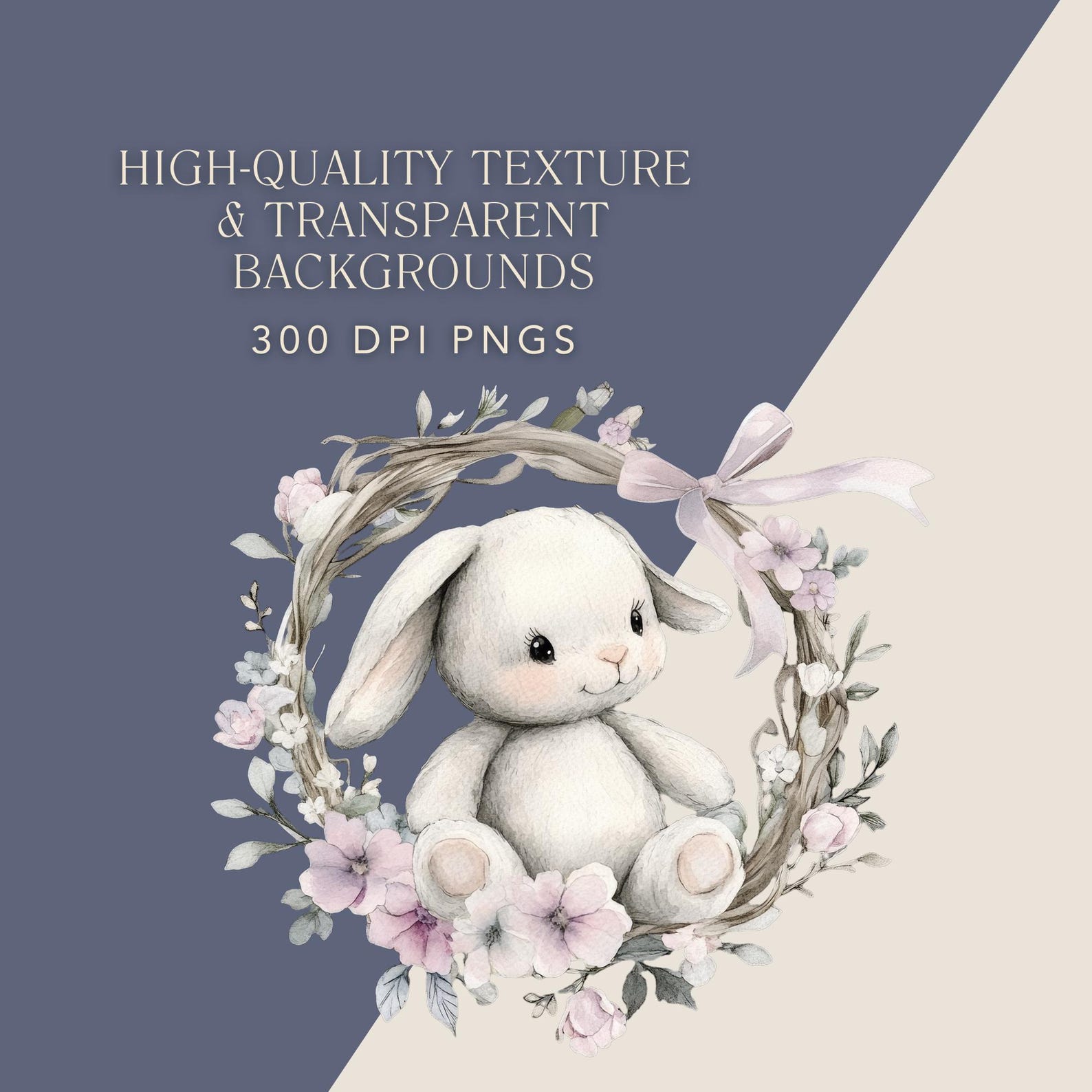 Stuffed Bunny Clipart With Watercolor Cute Rabbit Stuffed Animal Png ...