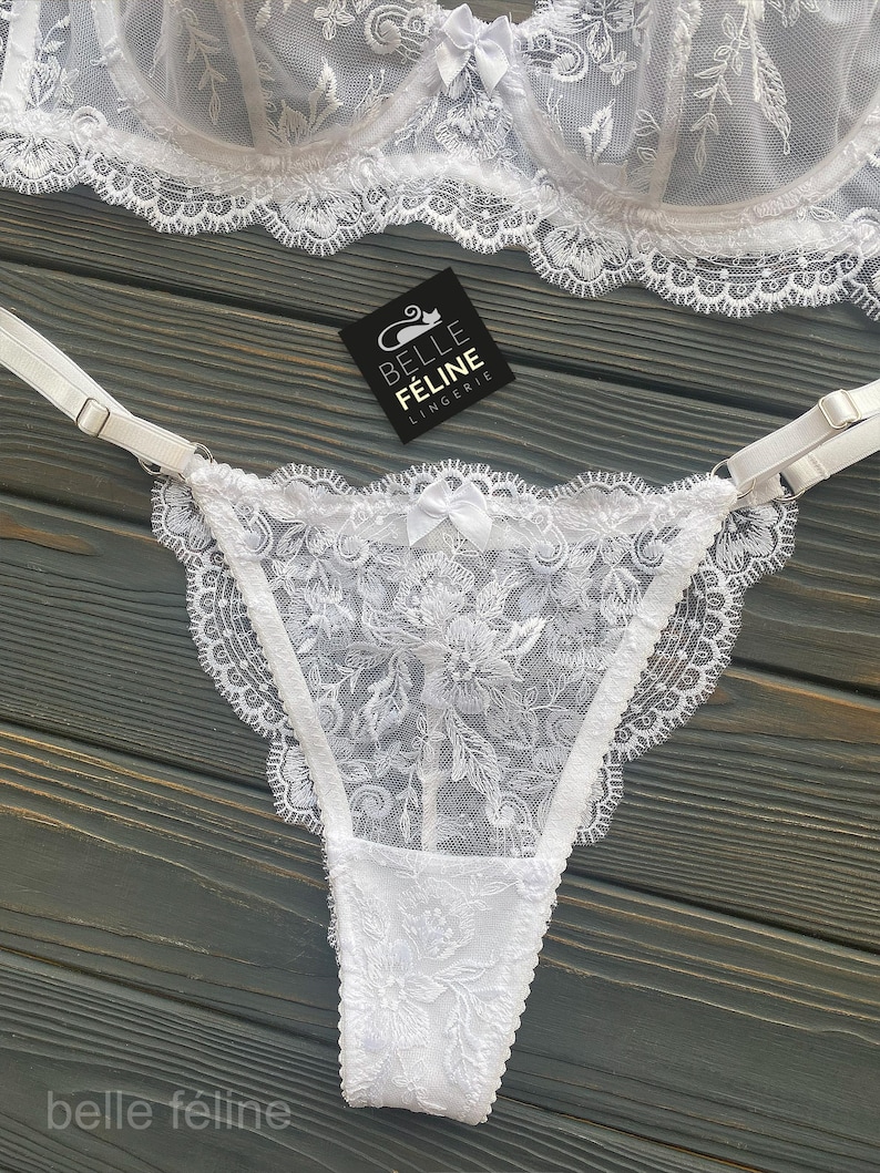 Luxury White Lace Bridal Lingerie Set - Handmade Wedding Underwear for ...
