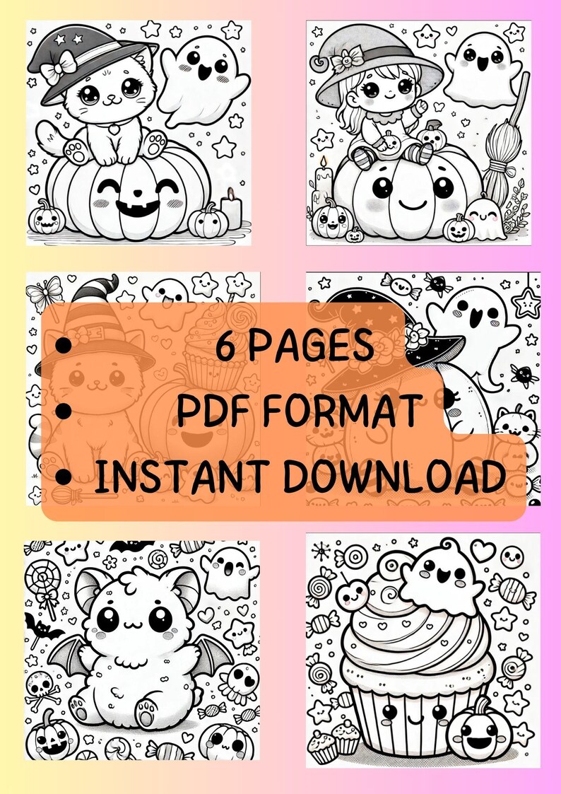Cute Halloween Coloring Book | Digital Download PDF | Adorable ...