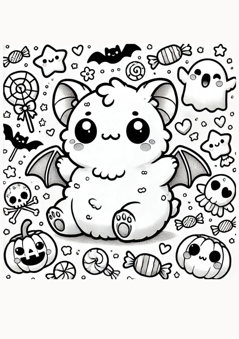 Cute Halloween Coloring Book | Digital Download PDF | Adorable ...