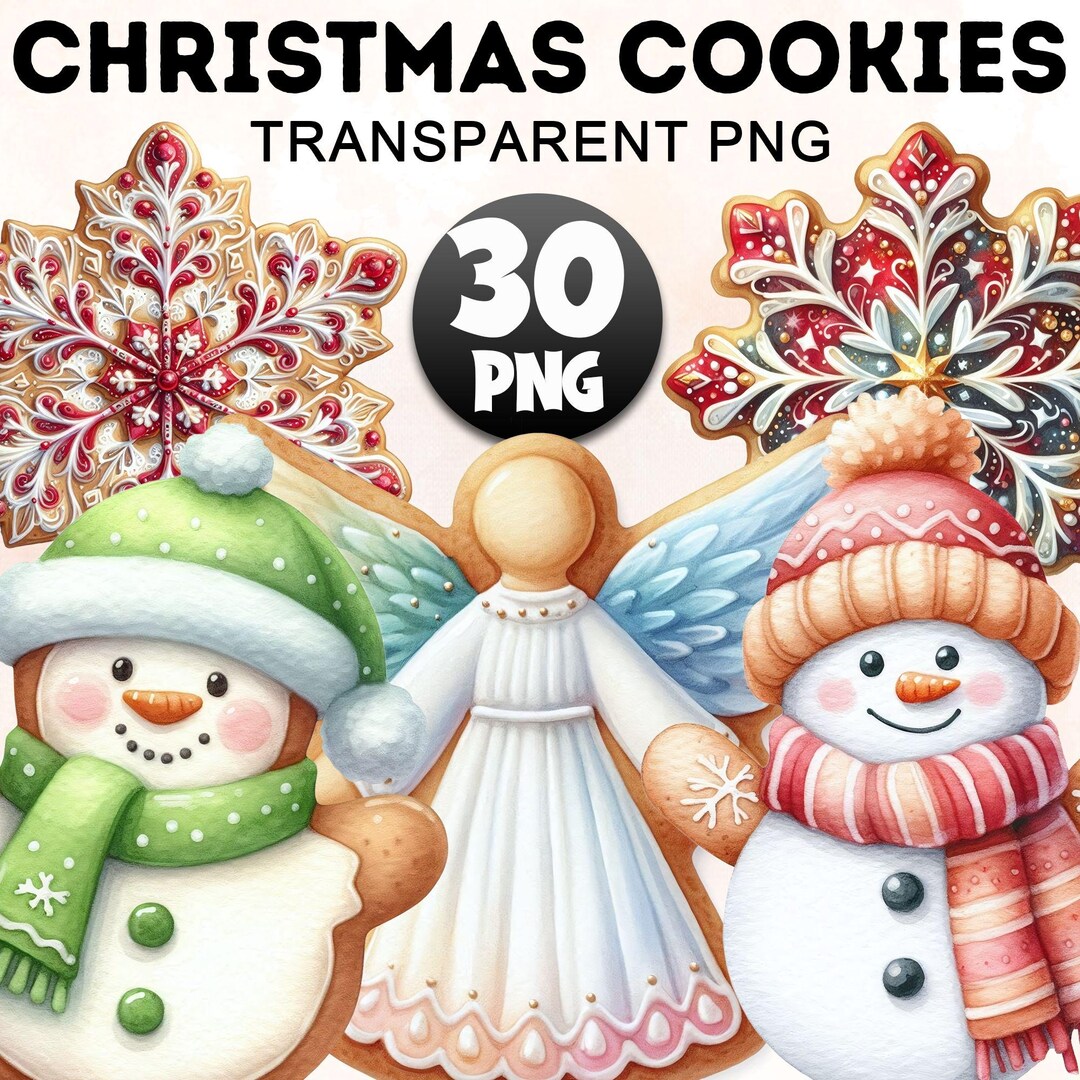 30 Christmas Cookies Clipart Bundle, Watercolor Christmas Cookies ...