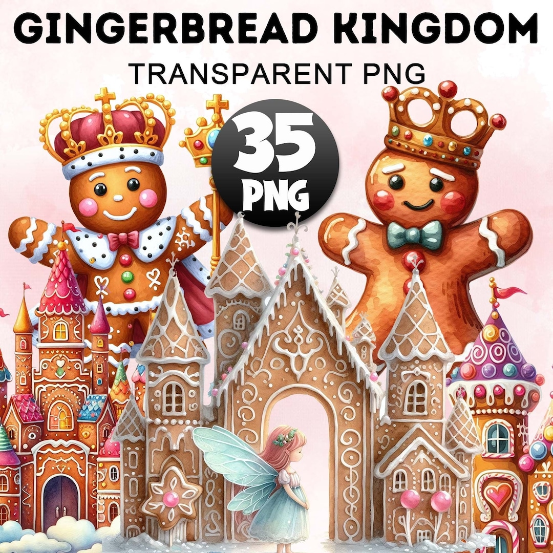 35 Gingerbread Man Clipart Bundle, Watercolor Gingerbread Kingdom ...