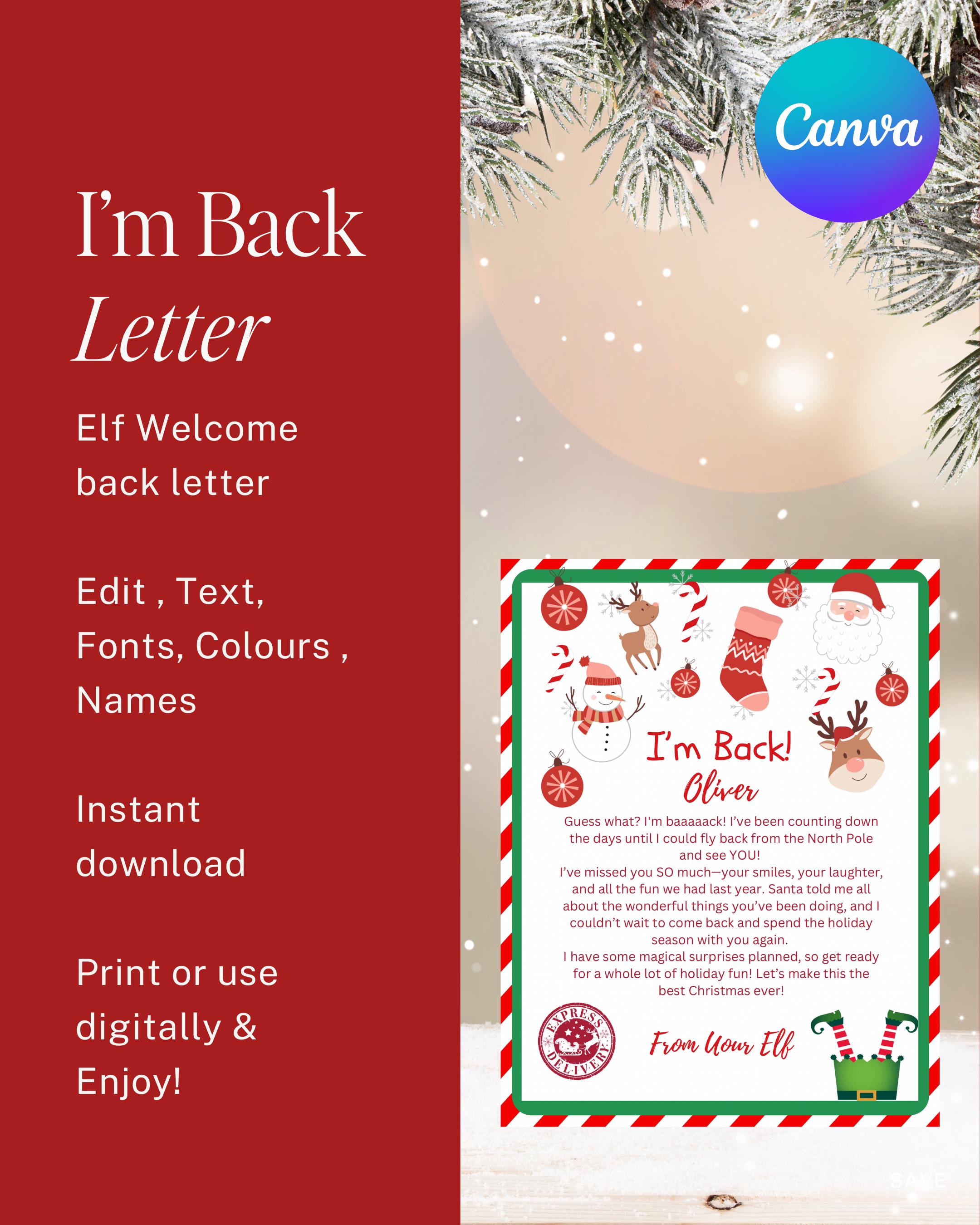 Editable Christmas Elf Welcome Letter Template, Elf Letter Bundle, Elf ...