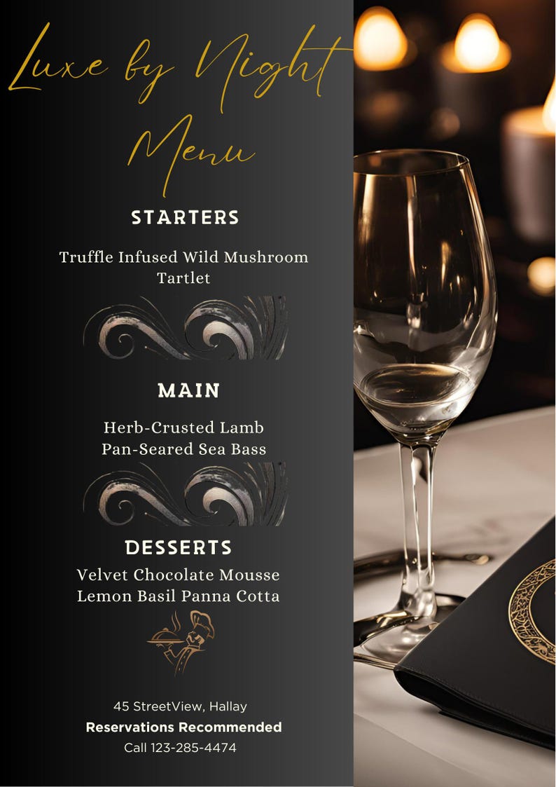 Sophisticated Restaurant Menu Template - Etsy