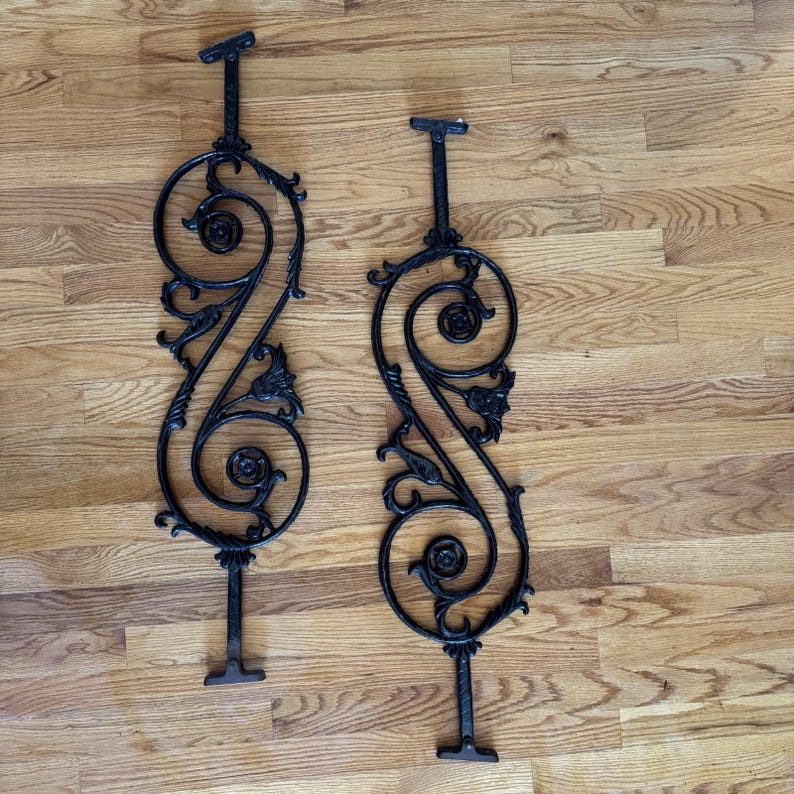 Vintage Wrought Iron Stair Railing Baluster Scroll 36" Charleston ...
